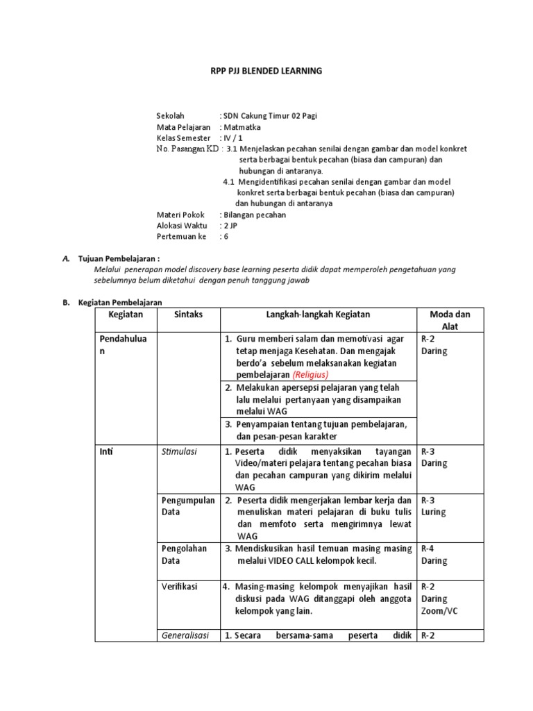 RPP PJJ Blended Learning | PDF