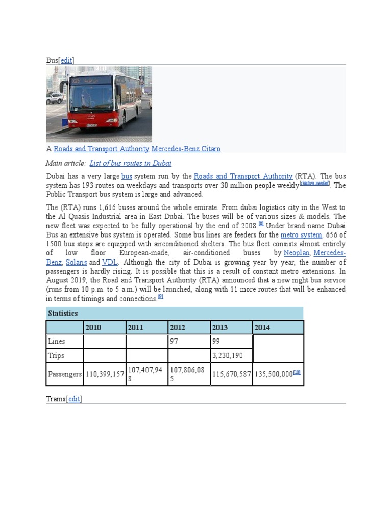 List of Bus Routes in Dubai: Main Article | PDF | Transport | Public ...