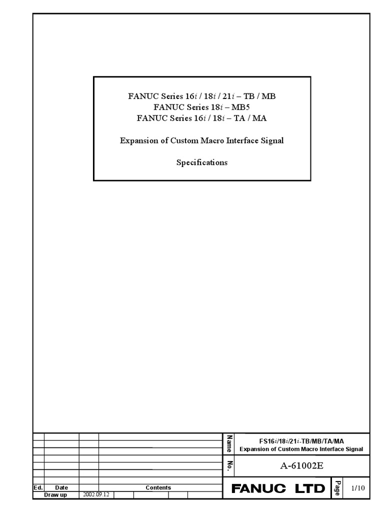 FANUC Series 16i 18i 21i Expansion of Custom Macro Interface Signal ...