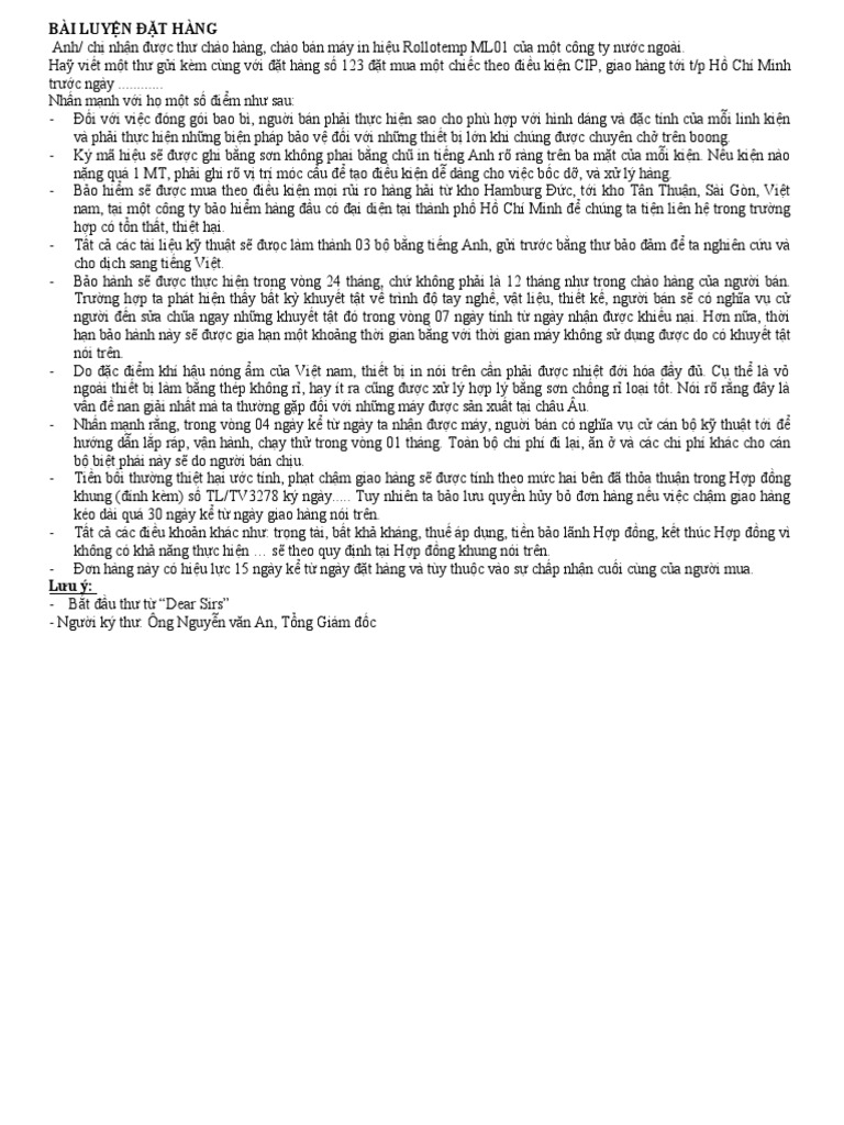 Unit 8 Bài Luyện Đặt Hàng-placing Orders | PDF