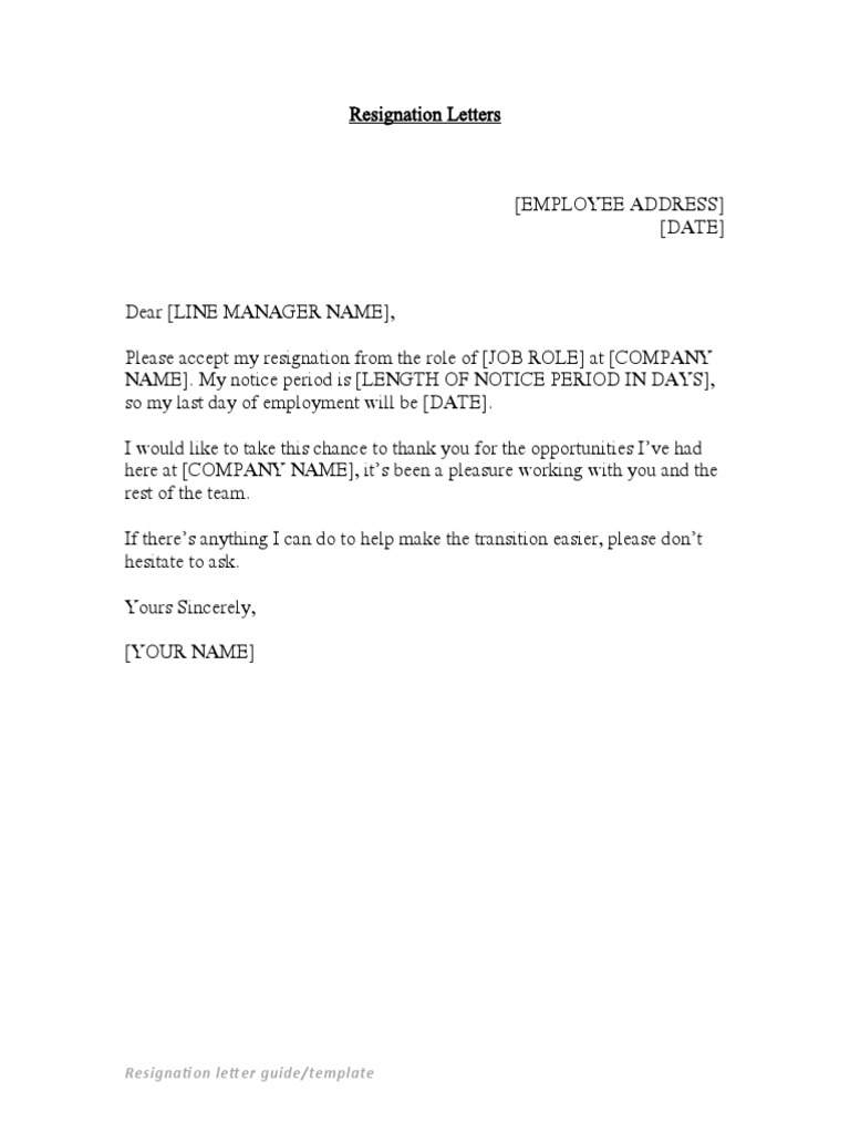 Format Free Resignation Template Download | PDF