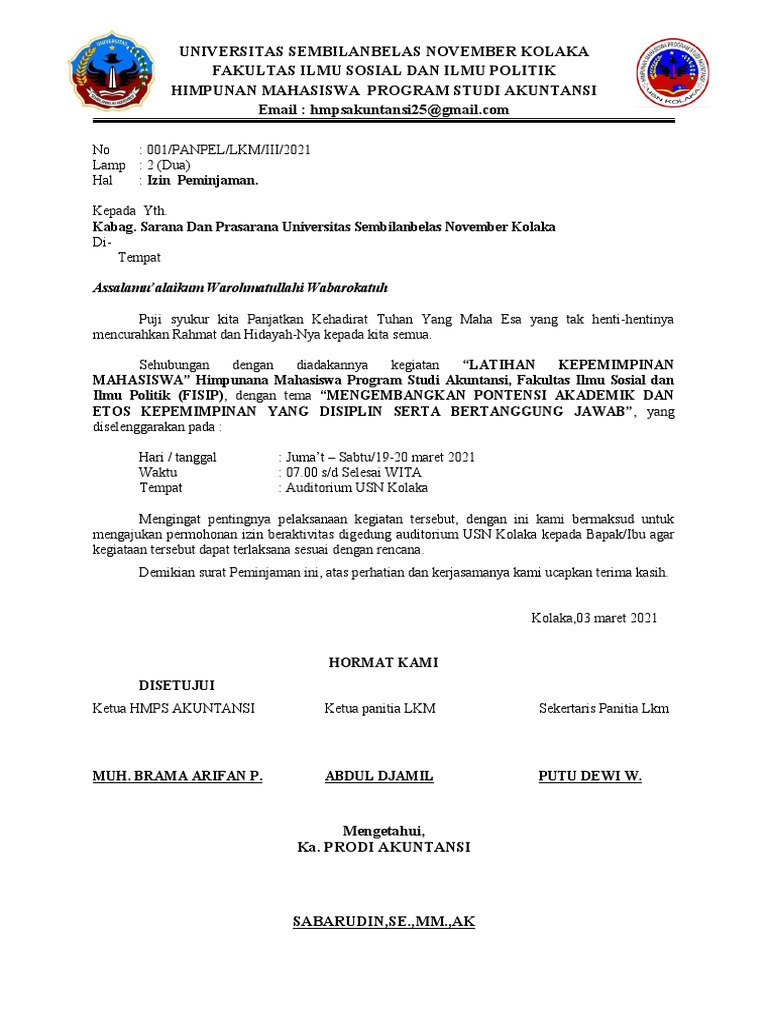 Izin Peminjaman Gedung LKM Kolaka | PDF | Ilmu Sosial