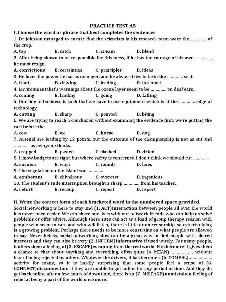 PRACTICE TEST A19 | PDF
