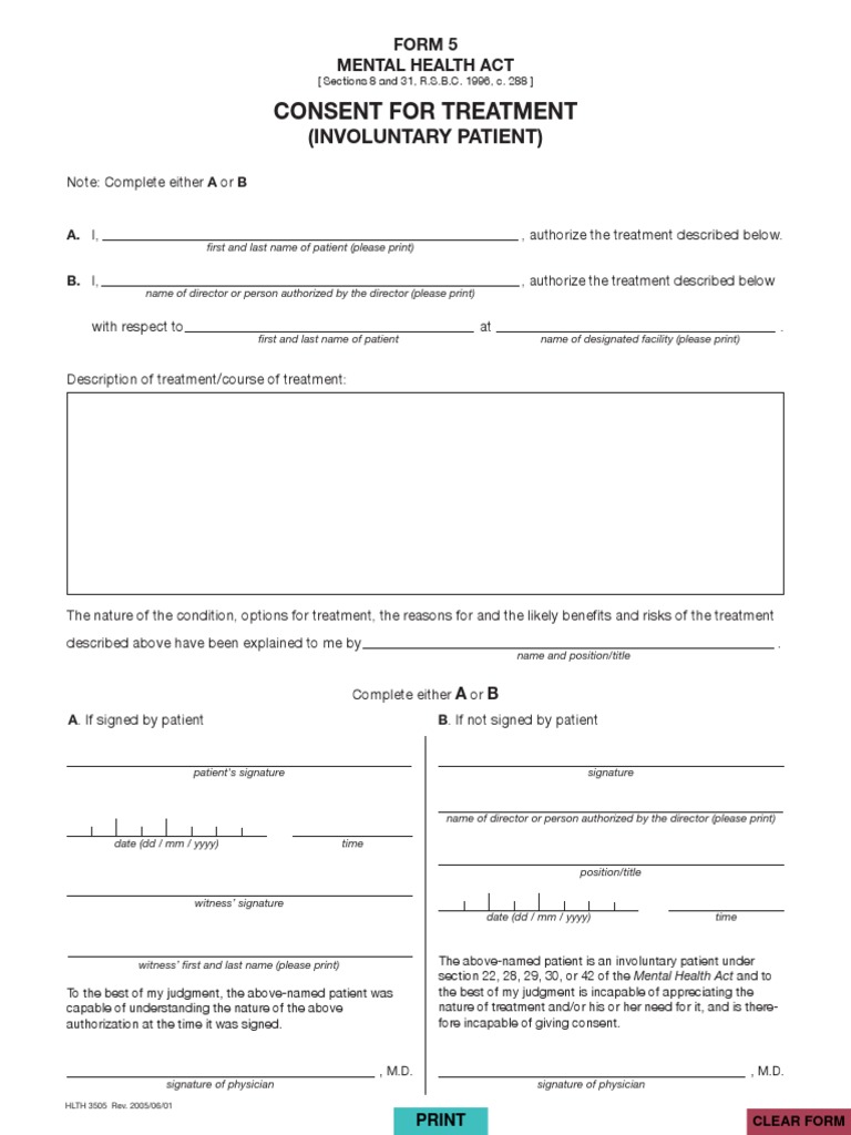 Mental Health Consent Form | PDF | Medical Specialties | Clinical ...