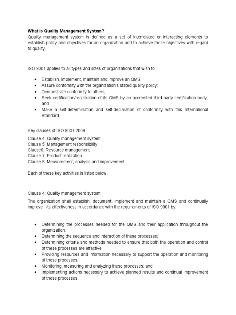 What Is Quality Management System | PDF | Quality Management System ...