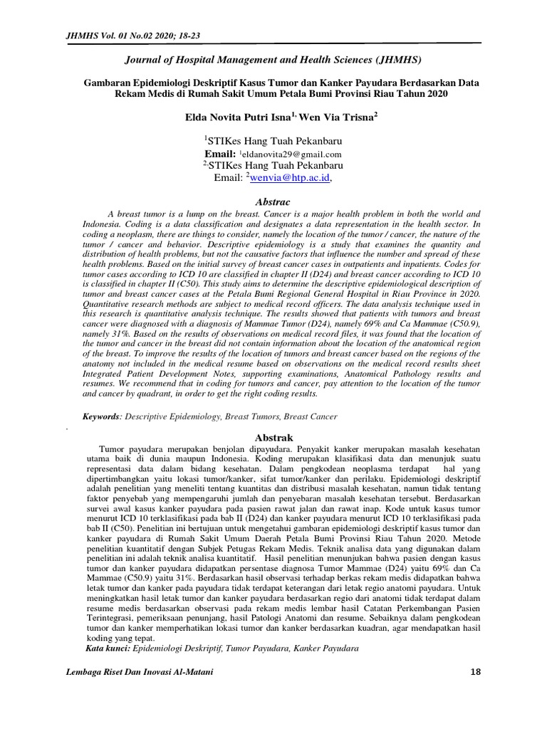 Journal of Hospital Management and Health Sciences (JHMHS) : Elda Novita Putri Isna Wen Via ...