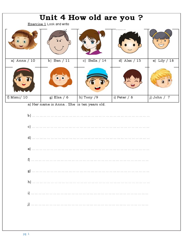 Unit 4 How Old Are You ?: Look and Write | PDF