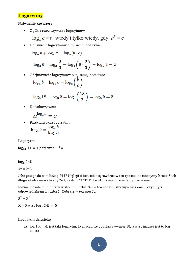 Logarytmy | PDF
