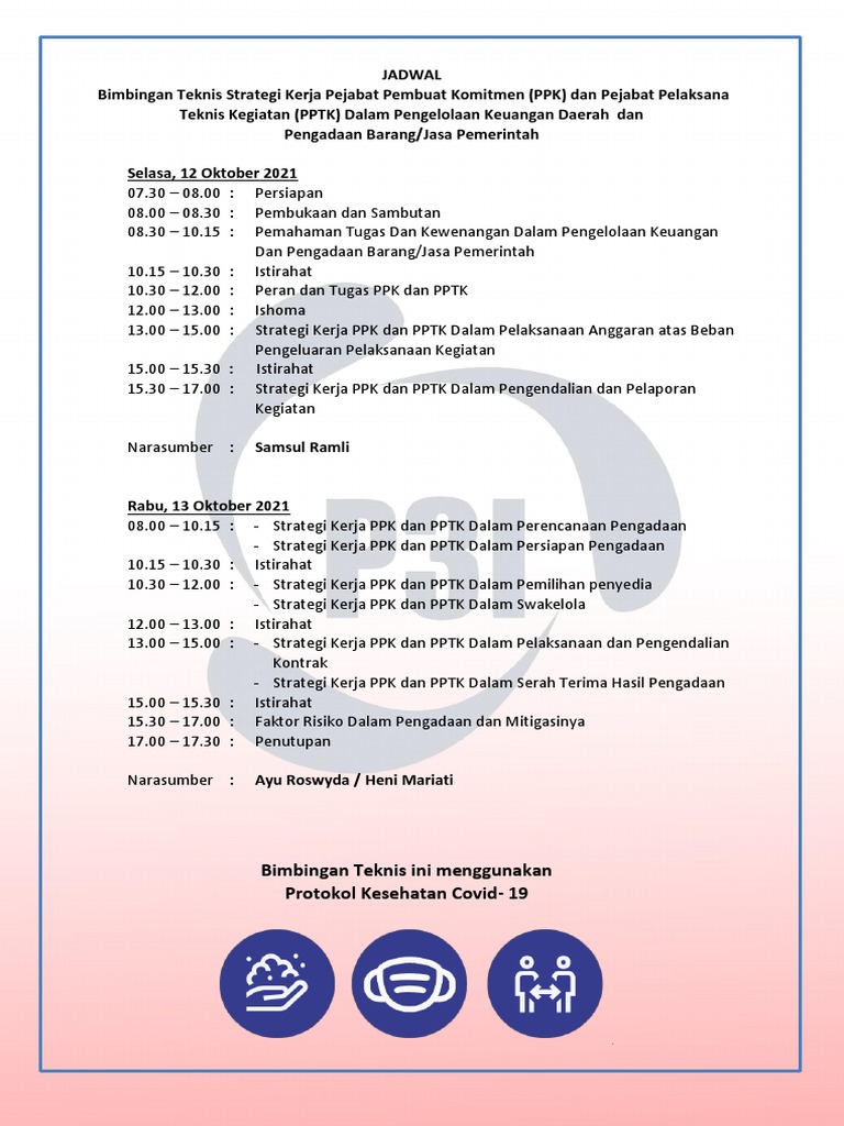 Jadwal Bimtek Strategi Kerja PPK Dan PPTK | PDF | Bisnis | Seni