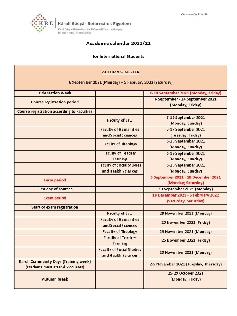2021 22 Academic Calendar Full Year | PDF | Academic Term | Academia