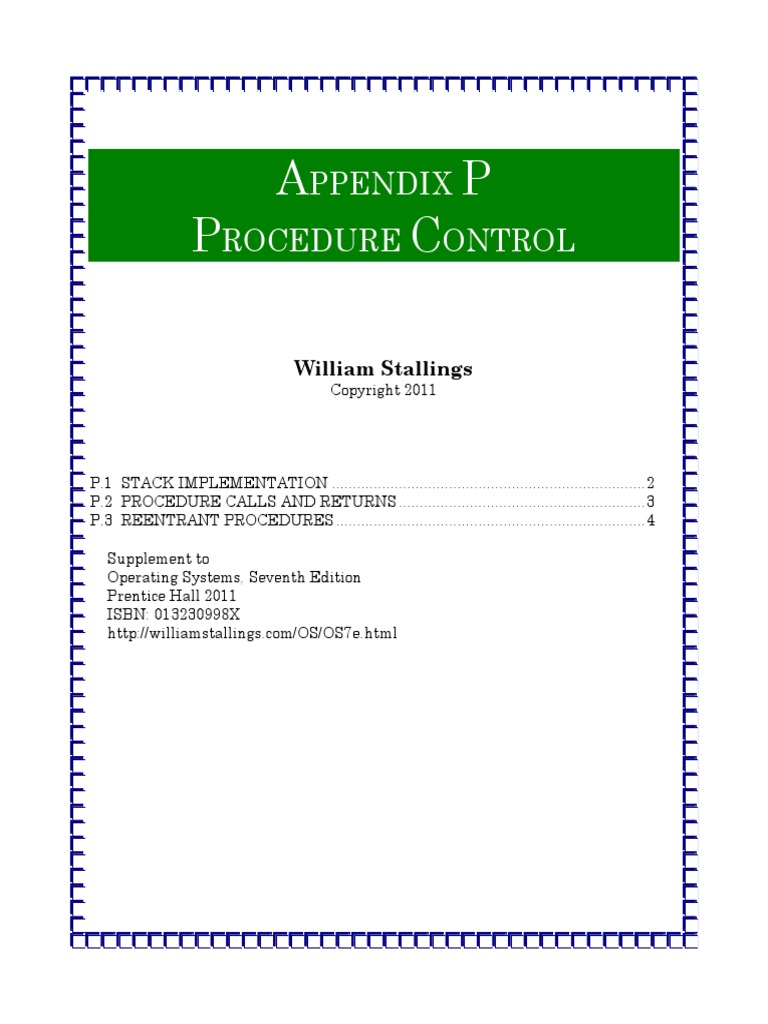 Appendix P Procedurecontrol | PDF | Subroutine | Computer Data