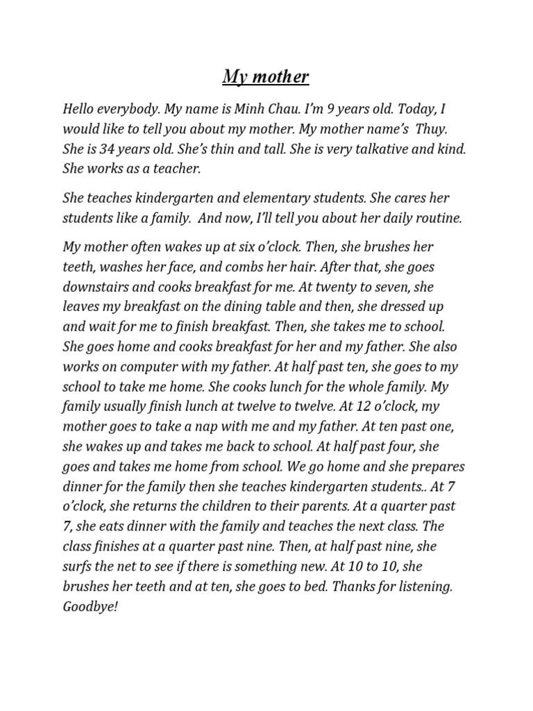 A Day in the Life of My Mother: Portrait of a Dedicated Kindergarten ...