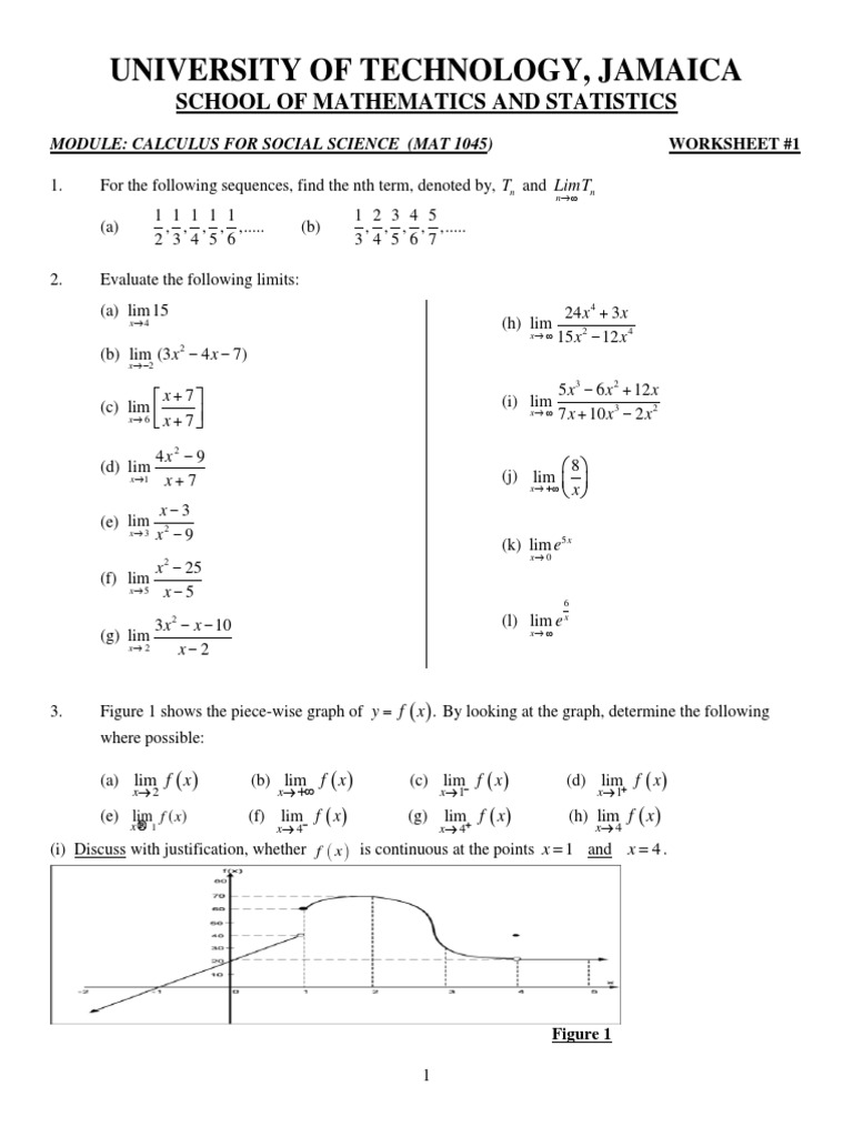MAT1045 Tutorial Sheet 1 Revised August 2016 | PDF | Mathematical ...