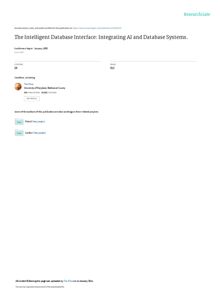 The Intelligent Database Interface: Integrating AI and Database Systems | PDF | Databases | Sql