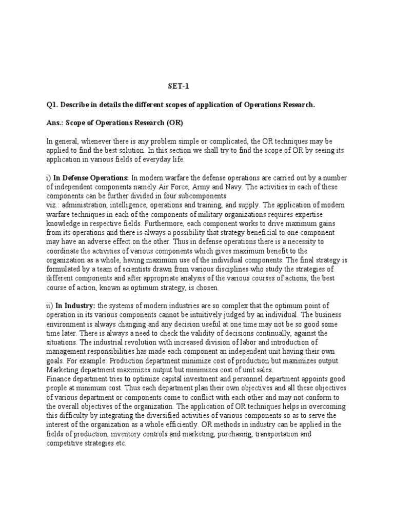 SET-1 Q1. Describe in Details The Different Scopes of Application of ...