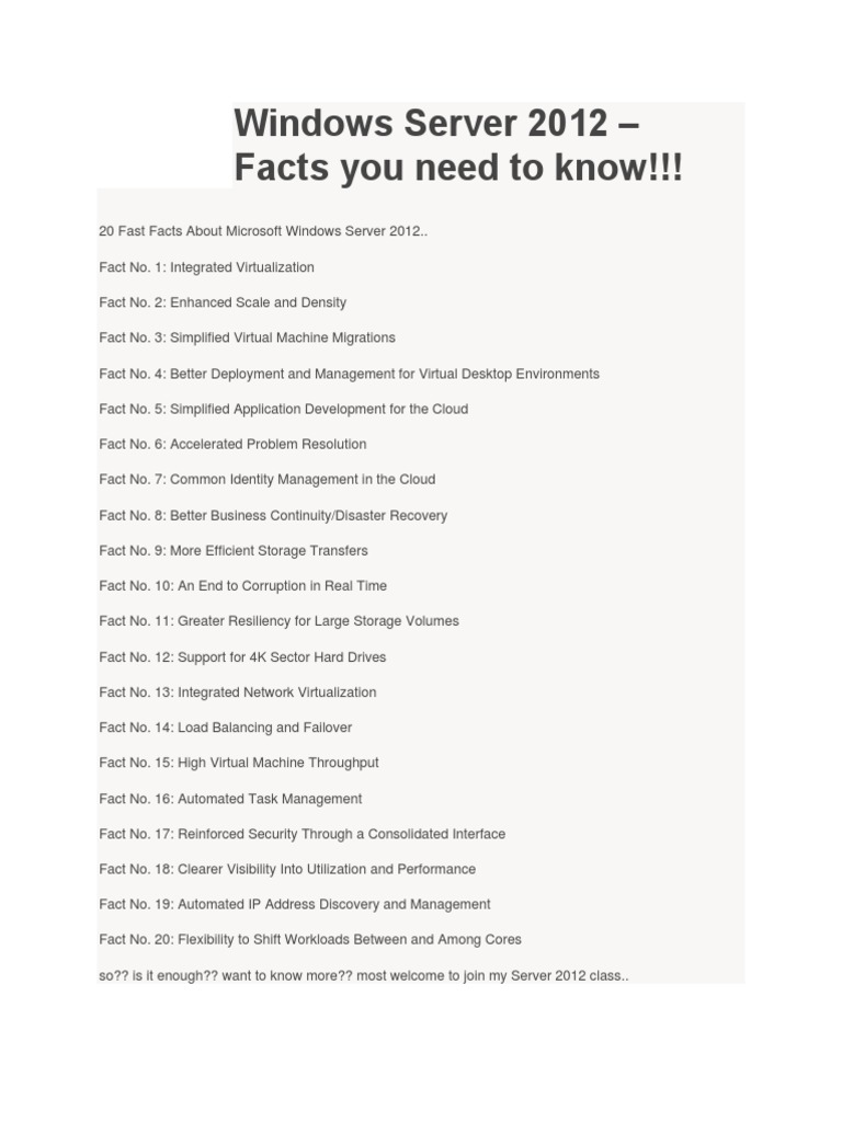 Windows Server 2012 - Facts You Need To Know!!! | PDF