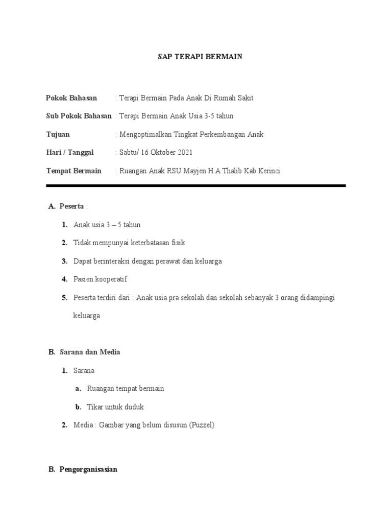 Sap Terapi Bermain | PDF