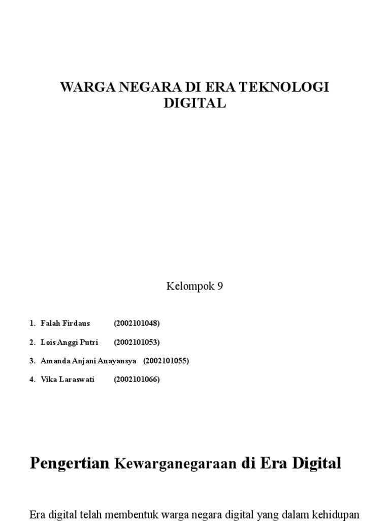 Warga Negara Di Era Teknologi Digital Pdf