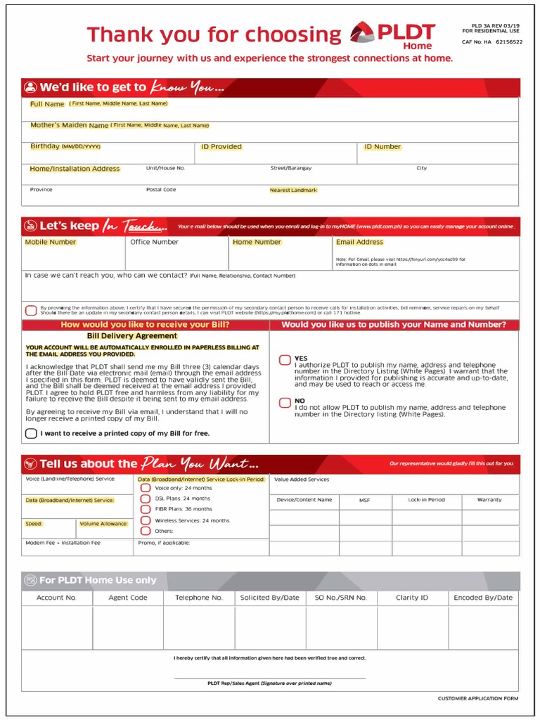 PLDT HOme Switch Offer Form | PDF | Digital Subscriber Line | Modem