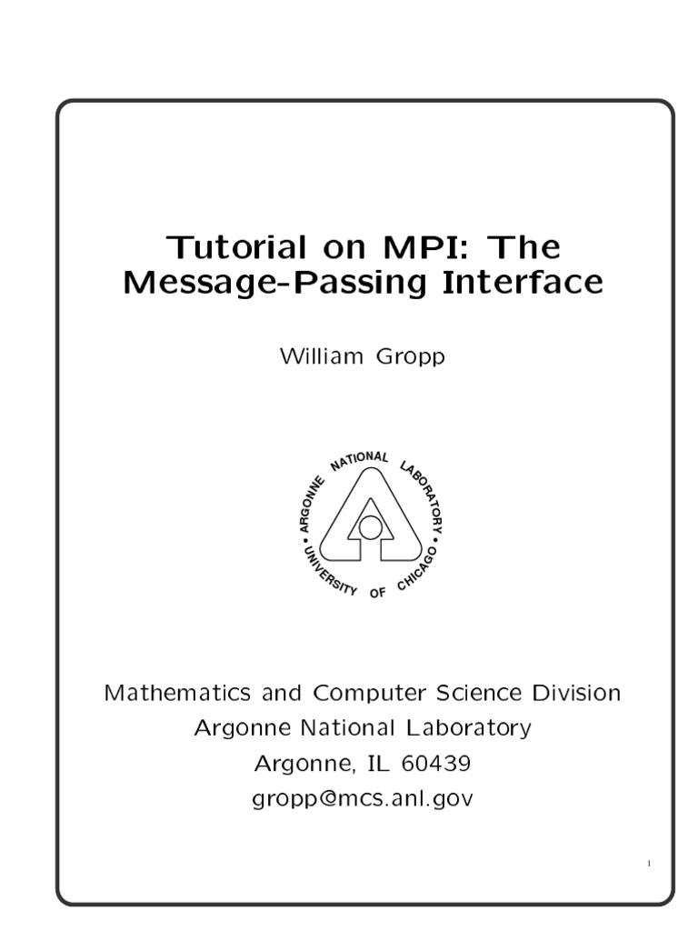 Gropp Mpi Tutorial Pdf Message Passing Interface Data Type 