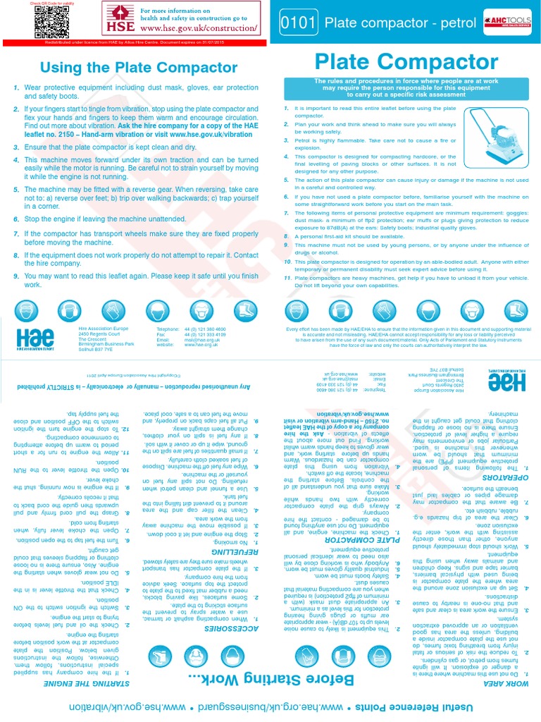 0101 Plate Compactor - Petrol | PDF | Personal Protective Equipment ...