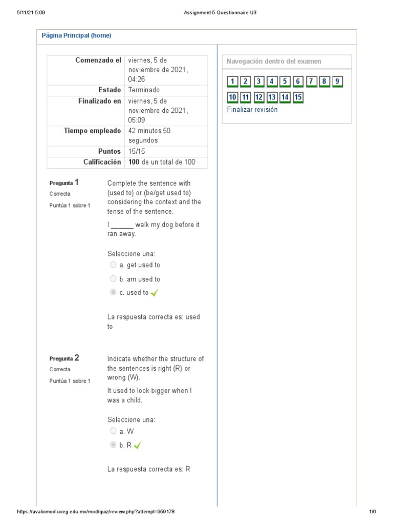 EXAMEN Assignment 5 Questionnaire U3 | PDF
