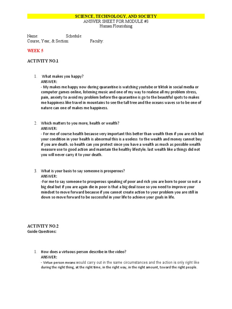 Sts Module3 Answer Sheets | PDF | Falsifiability | Science