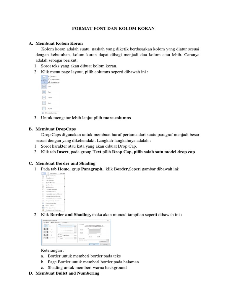 Membuat Format Font Dan Kolom Koran | PDF