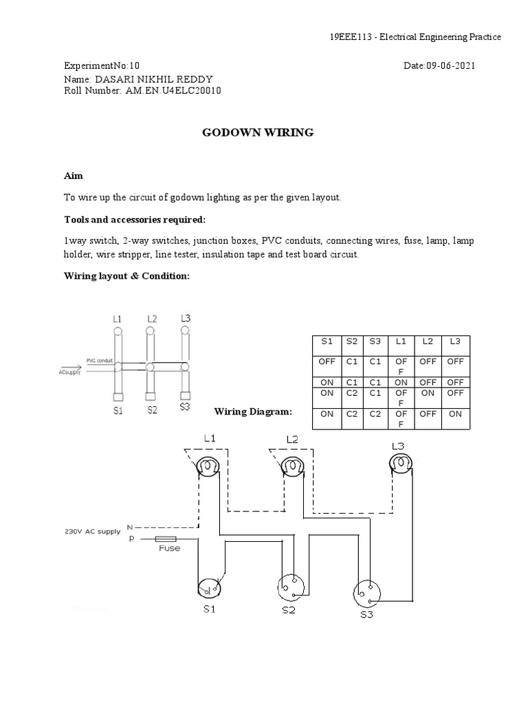 Godown Wiring Guide for Students | PDF | Electrical Wiring | Switch