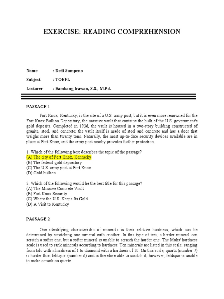 Toefl Reading Comprehension Exercise | PDF | Tropical Cyclones ...