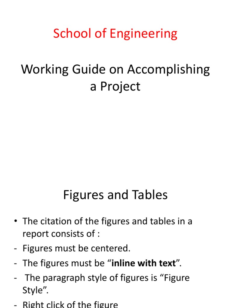 School of Engineering: Working Guide On Accomplishing A Project | PDF