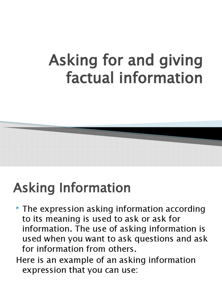 Asking For and Giving Factual Information | PDF