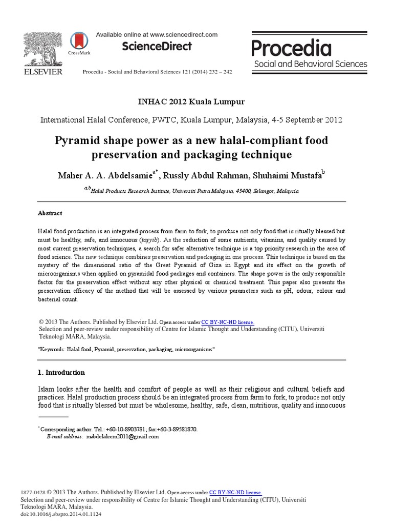 Pyramid Shape Power As A New Halal Compliant Foo - 2014 - Procedia ...