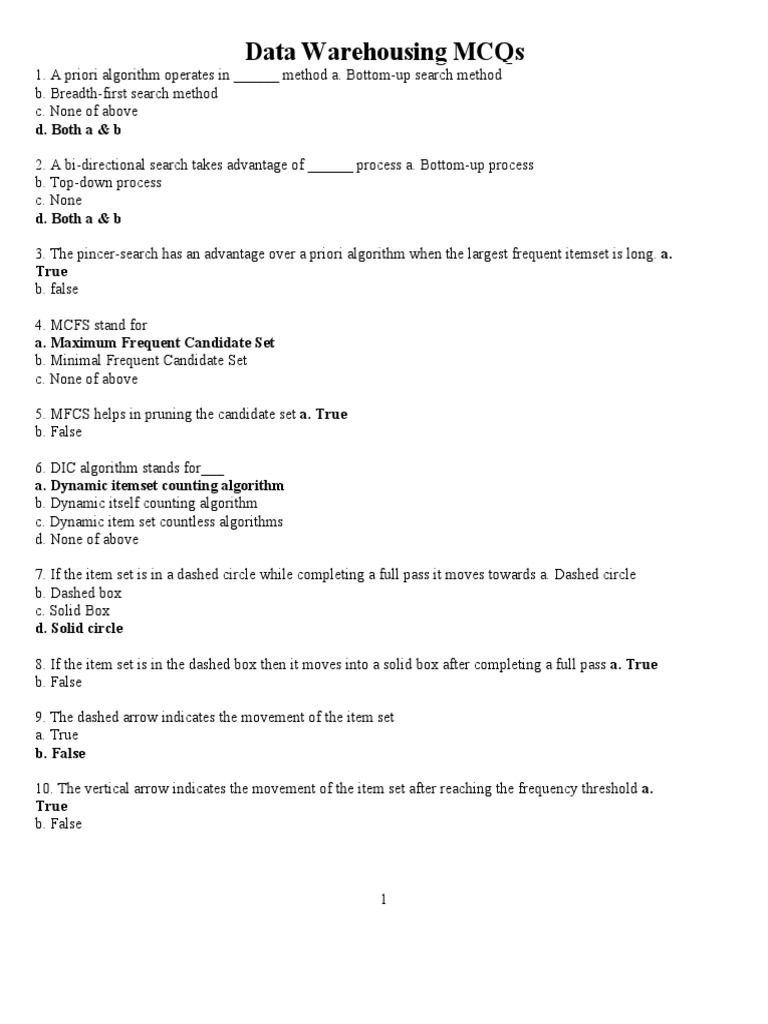 Data Warehousing Mining MCQs | PDF | Cluster Analysis | Computer ...