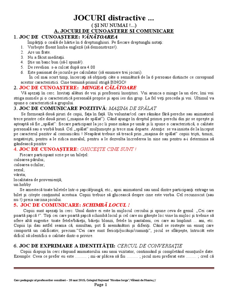 JOCURI Distractive Mape | PDF