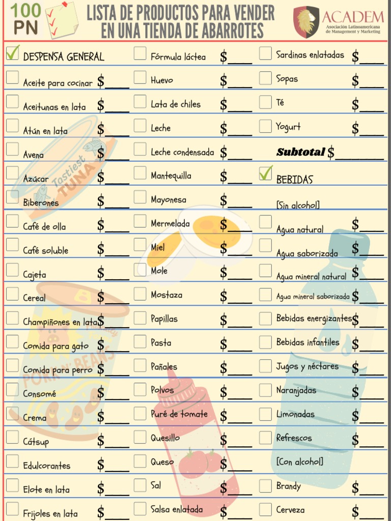 Lista Productos Tienda de Abarrotes | PDF | Cocinando | Preparación de ...