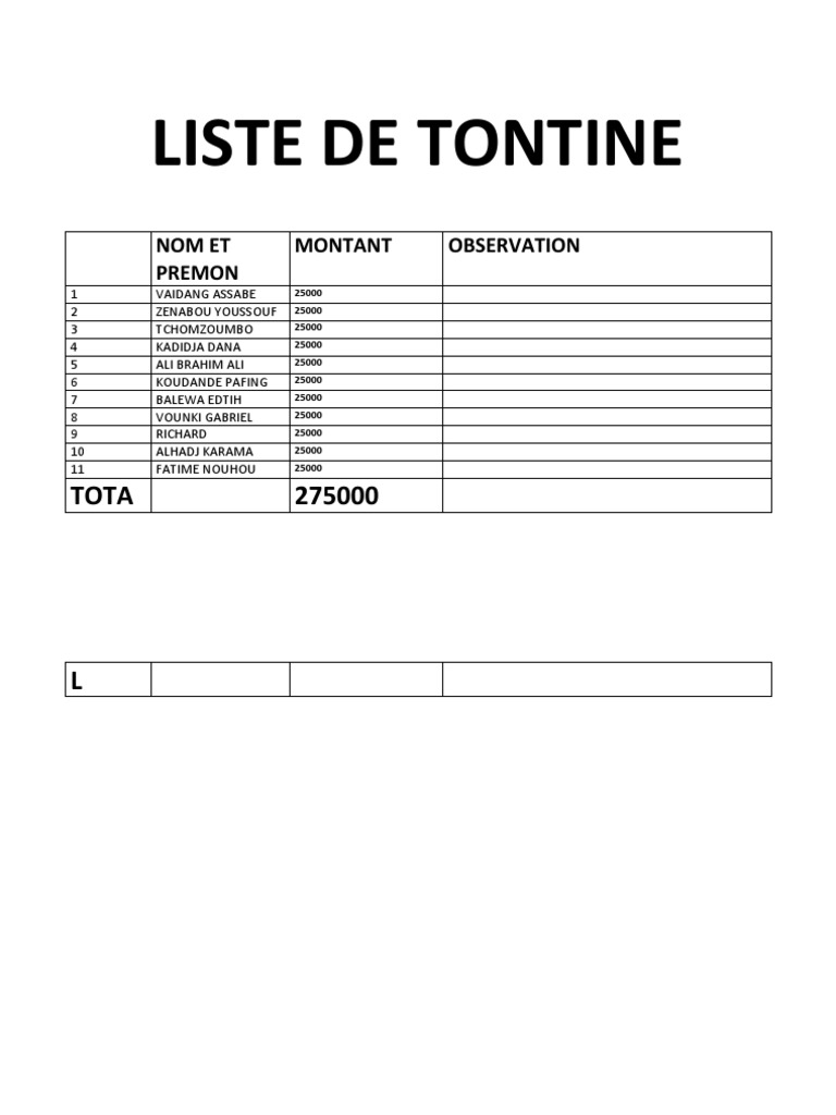 Liste de Tontine | PDF | Sciences et mathématiques