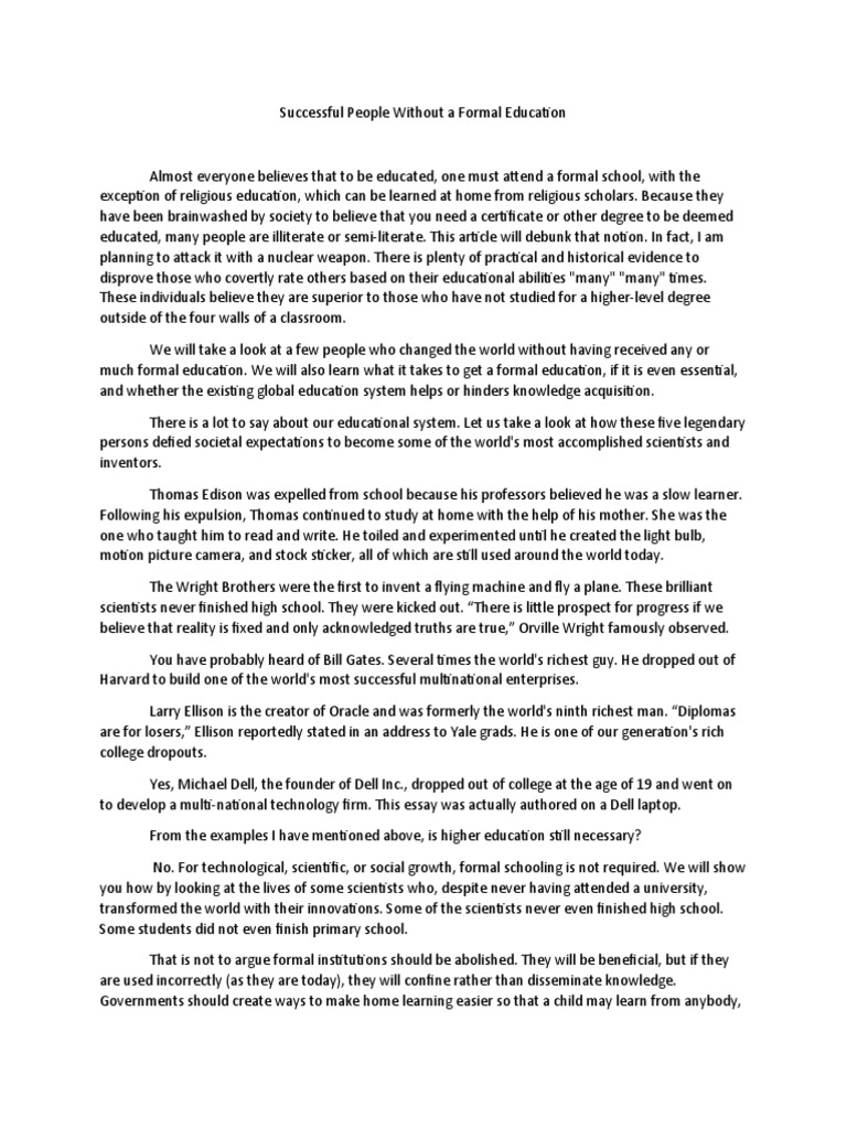 Successful People Without A Formal Education | PDF | Literacy