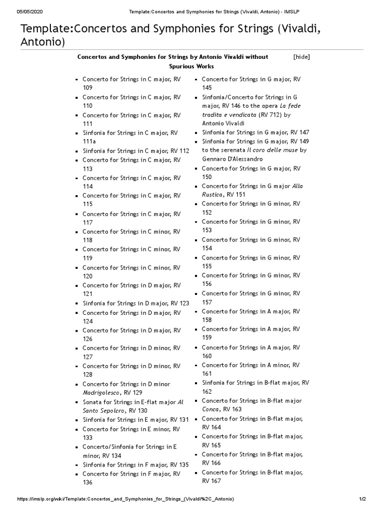 Template - Concertos and Symphonies For Strings (Vivaldi, Antonio ...