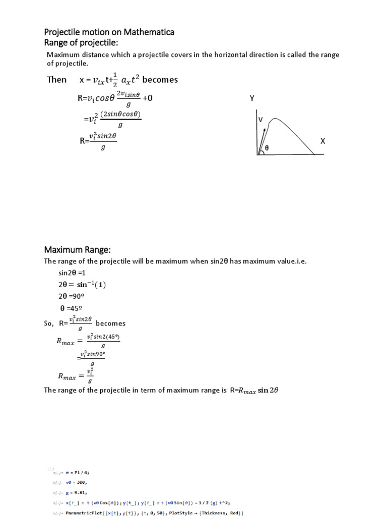 Projectile Motion On Mathematica | PDF