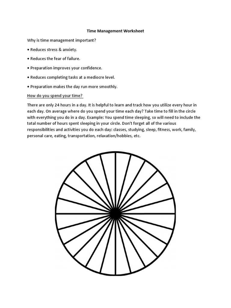 Time Management Worksheet | PDF | Cognition | Behavioural Sciences
