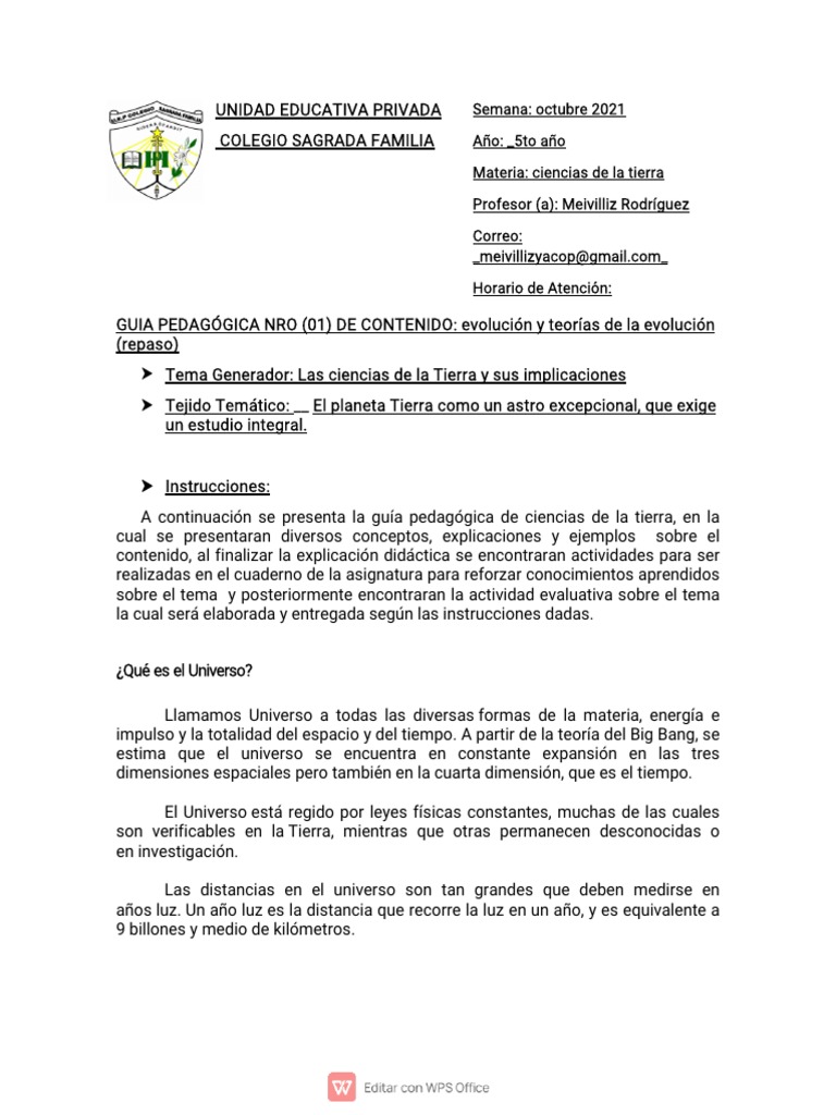 Guía de Ciencias de la Tierra 5to Año | PDF