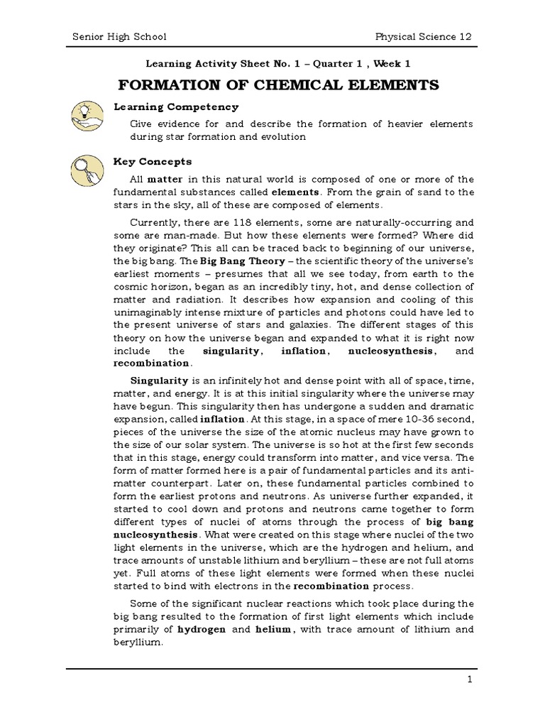 Formation of Chemical Elements | PDF | Chemical Elements | Nuclear Physics