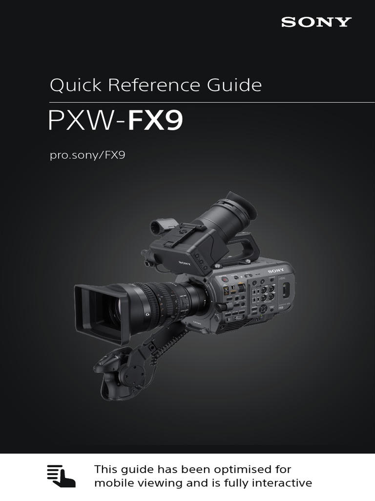 PXW FX9 Quick Reference Guide | PDF | Film Speed | Shutter Speed