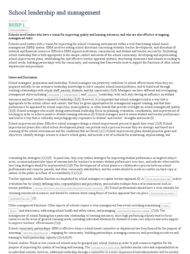 School Leadership and Management | PDF | Leadership | Teachers