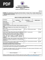 Health Declaration Form: Republic of The Philippines | PDF | Health ...