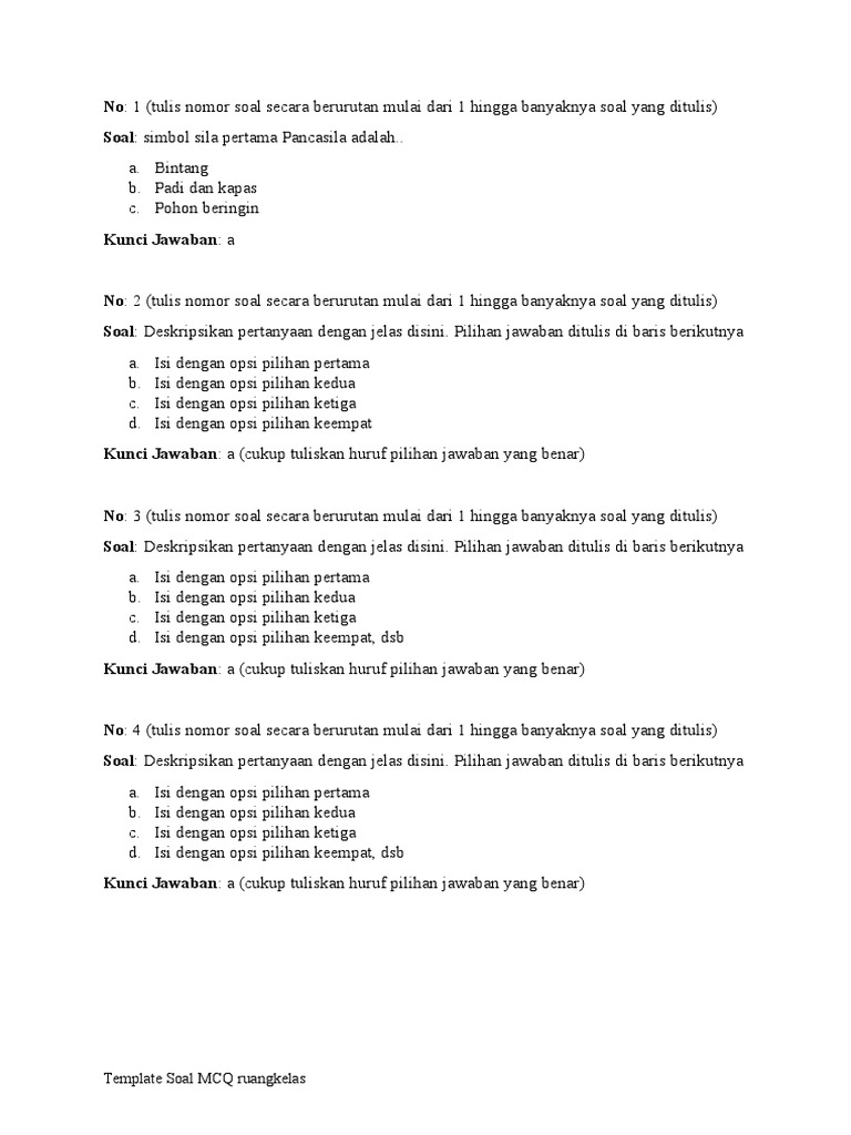 Format - Soal - MCQ Oke | PDF