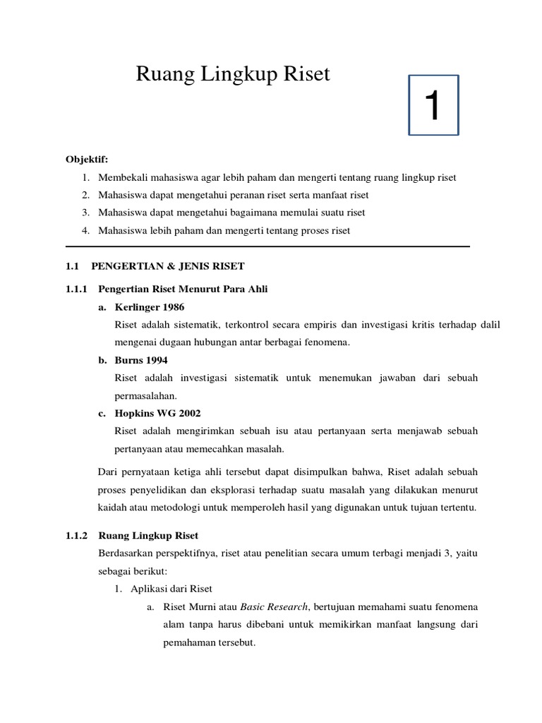 1 Ruang Lingkup Riset | PDF