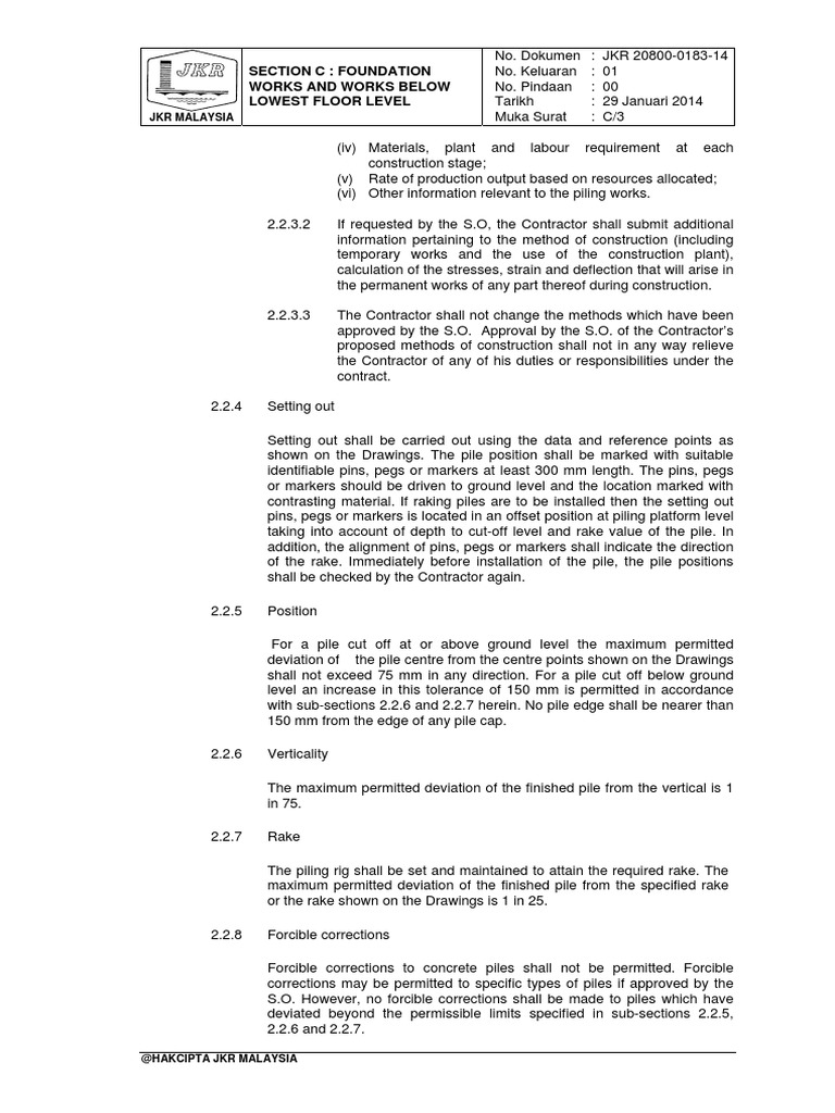 Pile Deviation Tolerances and Standards | PDF | Deep Foundation
