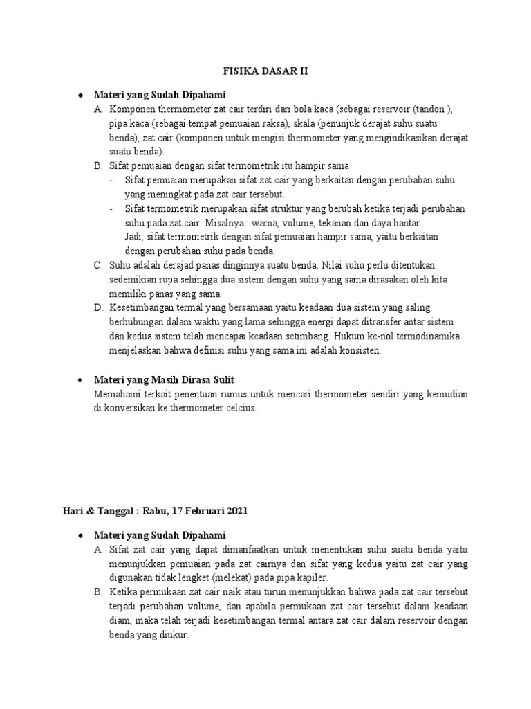 Jurbel Fisdas Ii - Kalor Dan Suhu - Dita Oky Lestari - 200351615660 - A | PDF